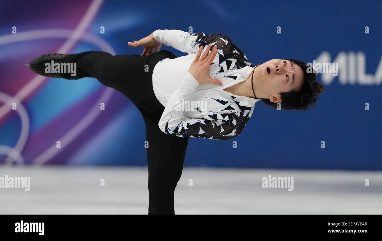 Yuma Kagiyama of Japan competes during the figure skating men's team ...