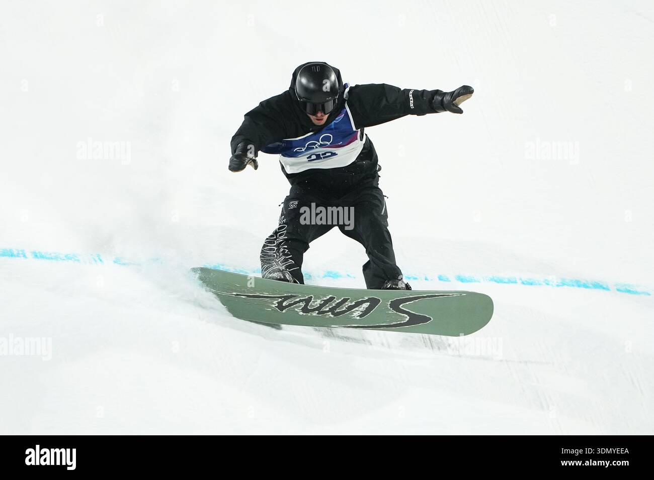 New Zealand's Lyon Farrell competes during the men's snowboarding big ...