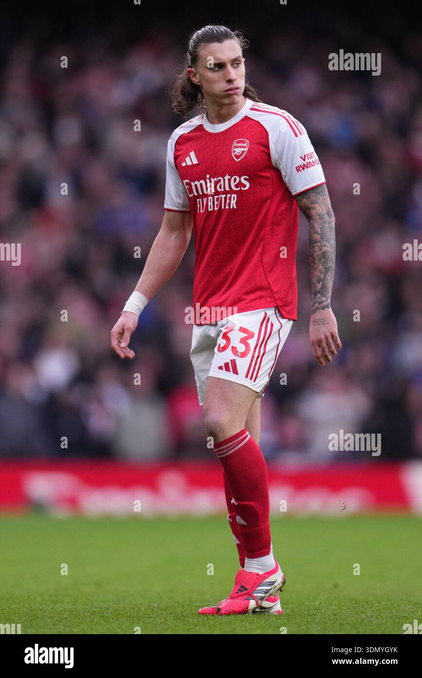 Riccardo Calafiori of Arsenal during the Premier League match Arsenal ...