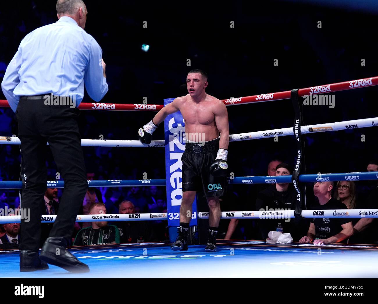 Nick Ball reacts after being knocked out in the feather weight bout at ...