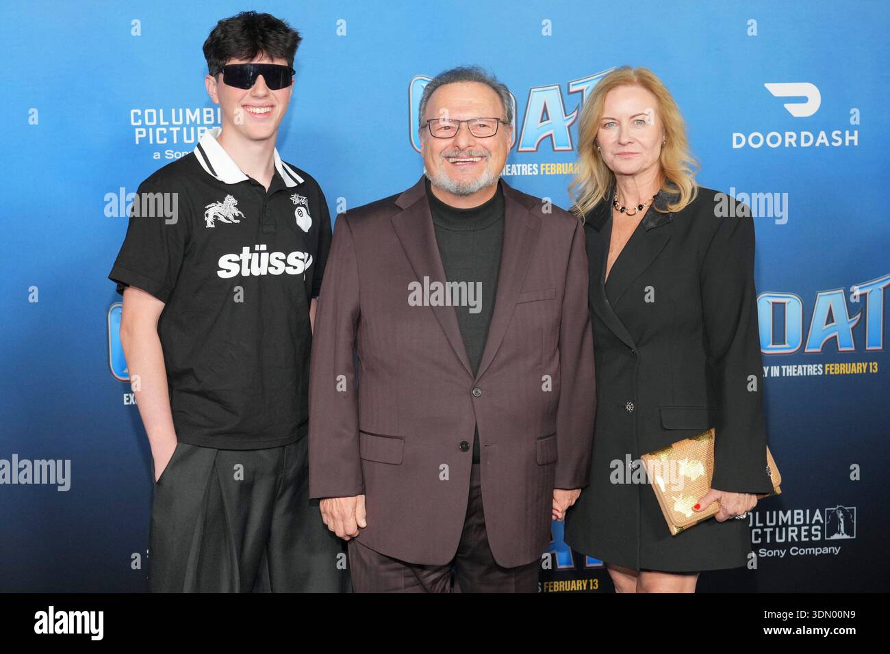 Wayne Knight, center, arrives at the premiere of "GOAT" on Friday, Feb ...