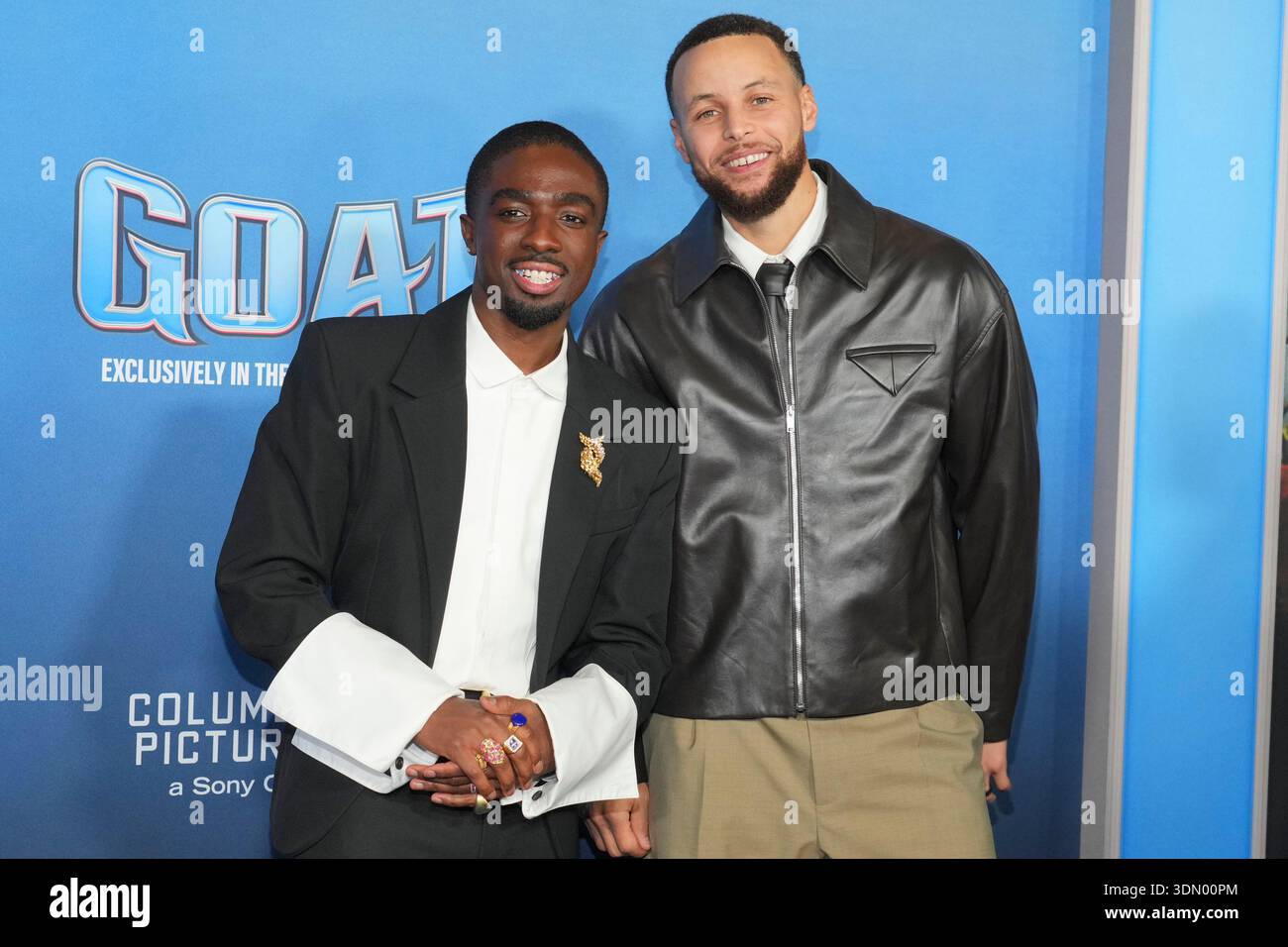 Caleb McLaughlin, left, and Stephen Curry arrive at the premiere of ...