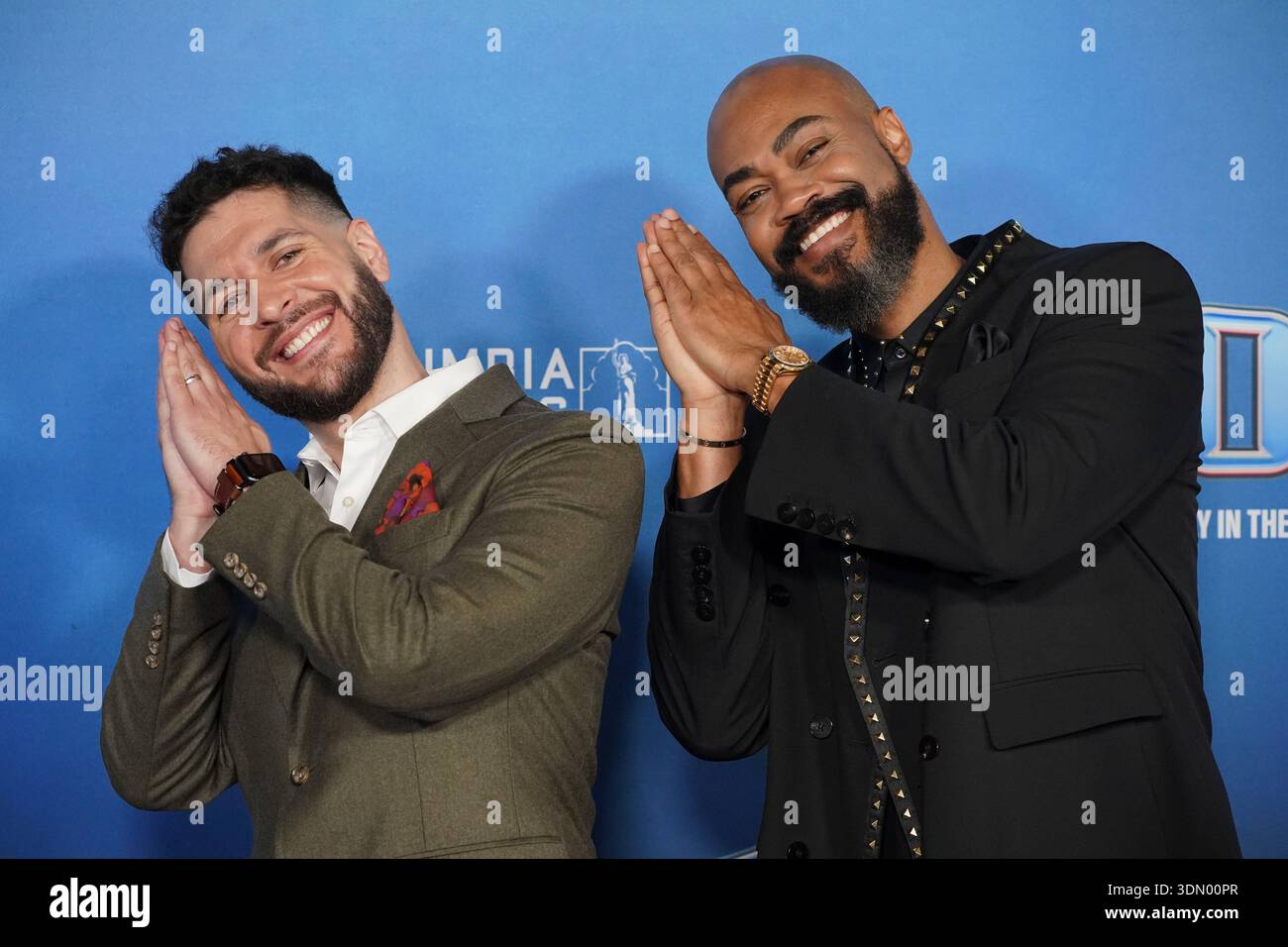 Adam Rosette, left, and Tyree Dillihay arrive at the premiere of "GOAT ...
