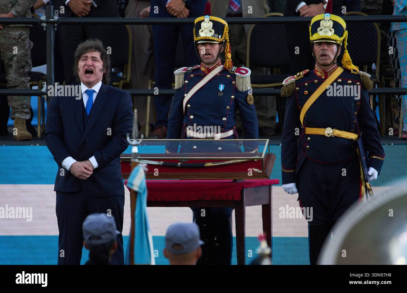 President Javier Milei chants the San Lorenzo song after returning the ...
