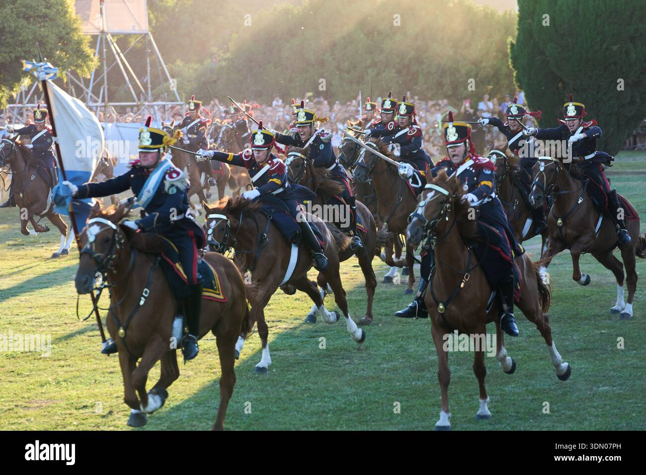Grenadiers reenact the San Lorenzo battle during a rally where ...
