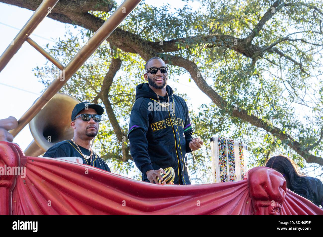 Trombone Shorty on his float during the annual Krewe of Freret parade ...