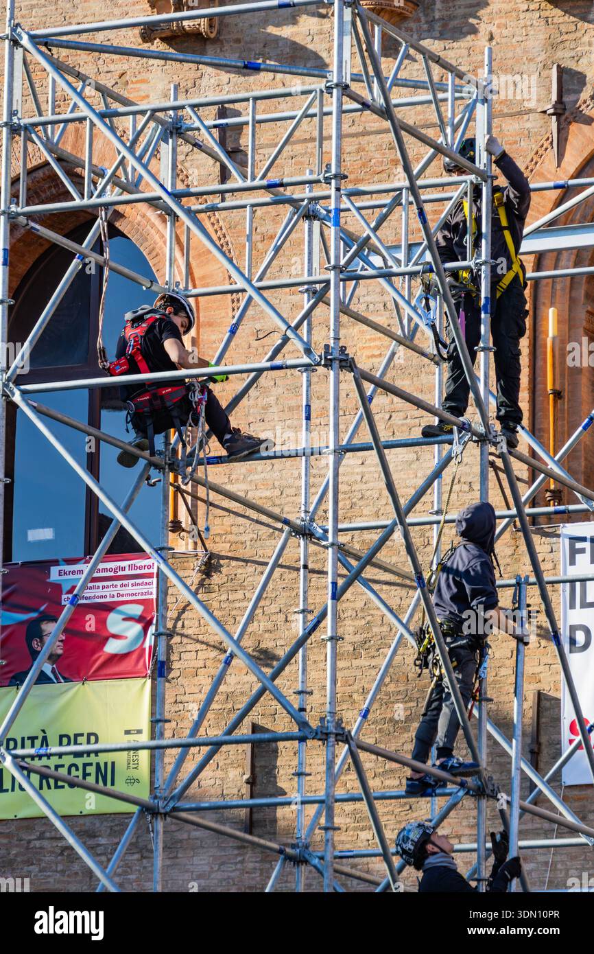 Detailed view of safety measures for construction workers including ...