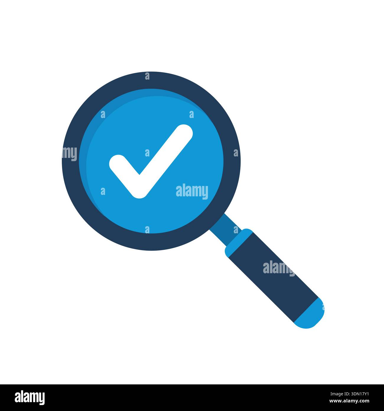 A magnifying glass with a check mark symbolizes verification, approval ...