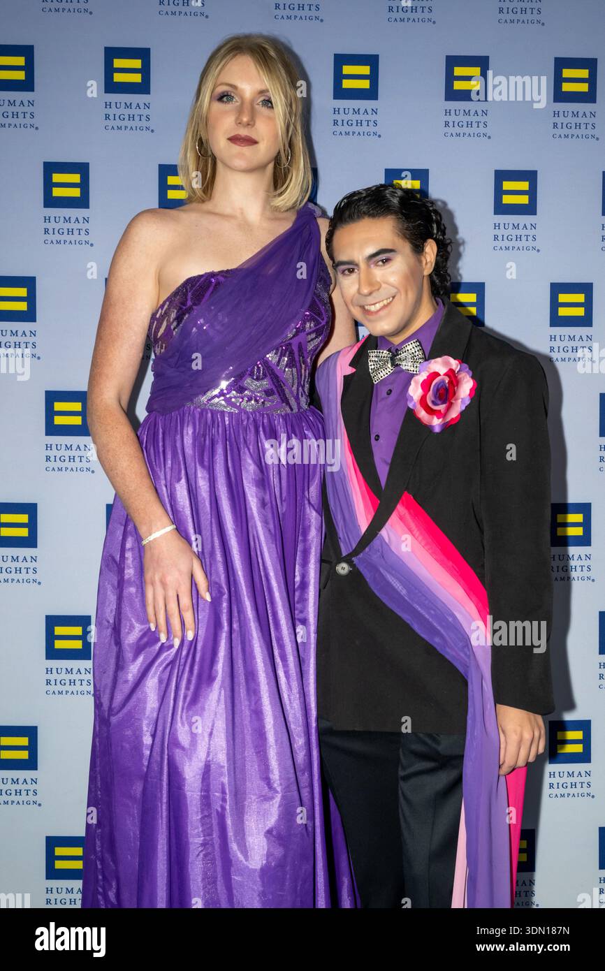 (L-R) Hayley Shannon and Evan Hirsch attend the Human Rights Campaign ...