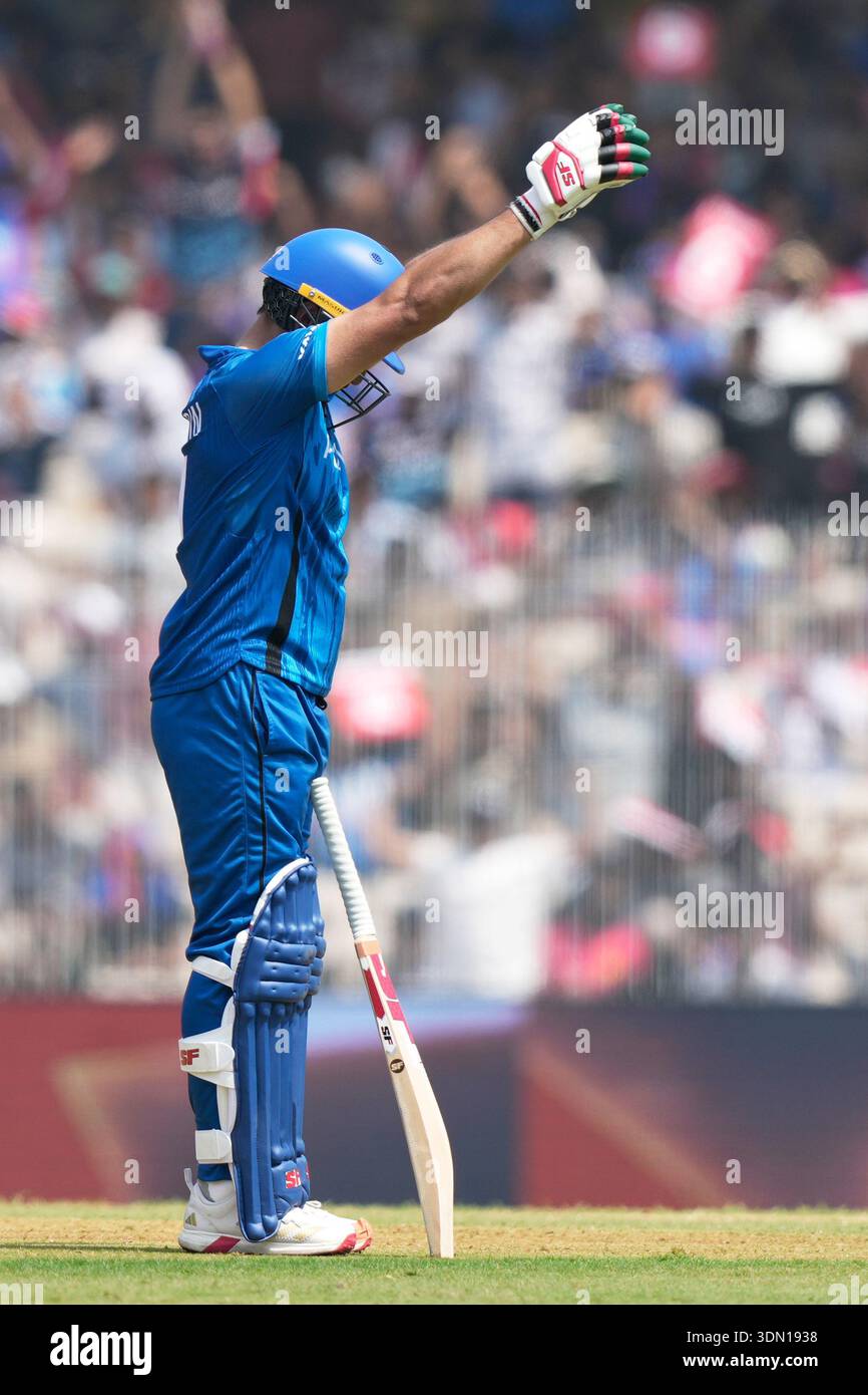 Afghanistan's Gulbadin Naib celebrates his fifty runs during the T20 ...