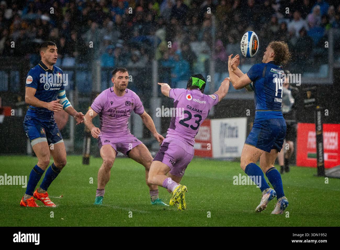 Louis Lynagh of Italy and Darcy Graham of Scotland seen in action ...