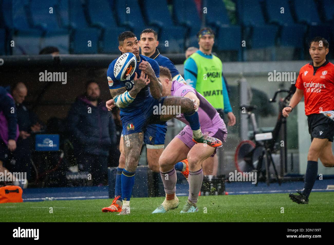 Monty Ioane of Italy seen in action during the Guinness Six Nations ...
