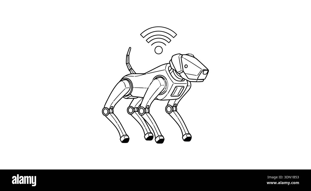 A robotic dog with a wifi symbol represents the future of technology ...