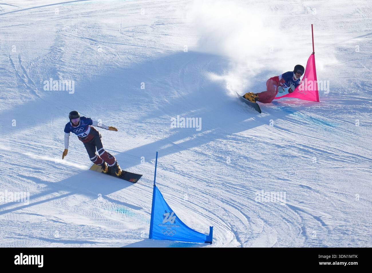 Canada's Arnaud Gaudet, left, and Switzerland's Gian Casanova compete ...