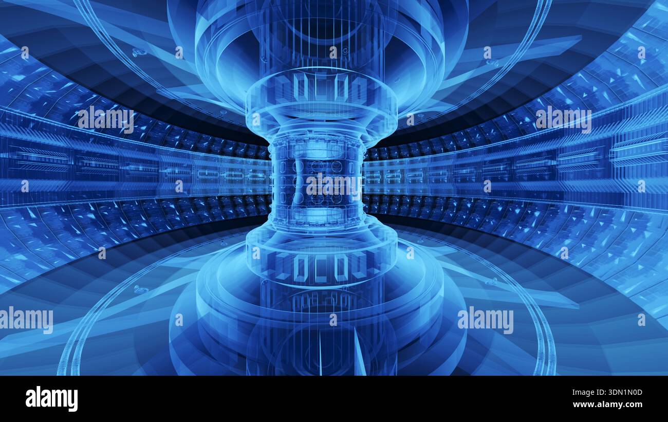 3d rendering x-ray of smr or small modular nuclear fusion reactor core ...