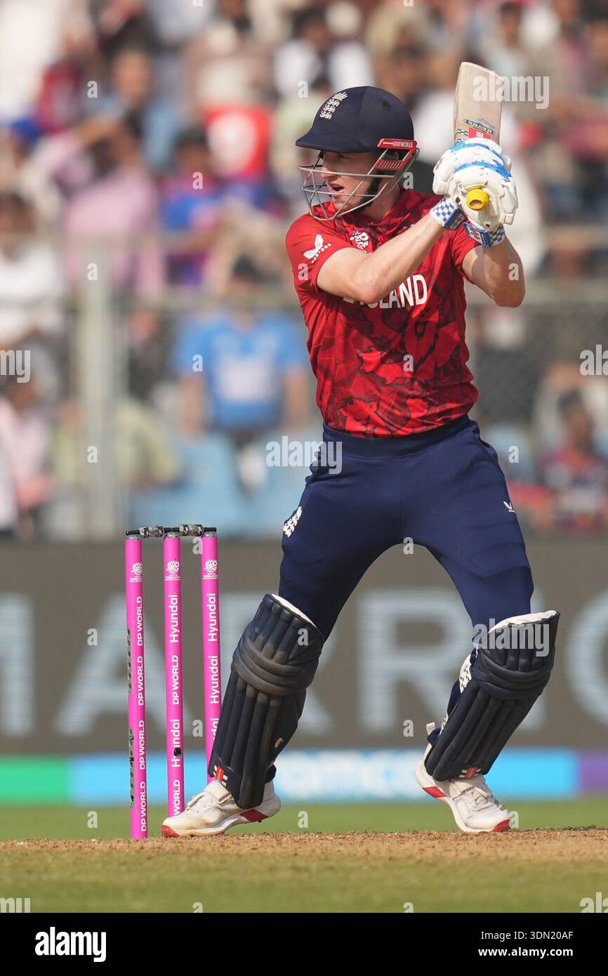 England's captain Harry Brook plays a shot during the T20 World Cup ...