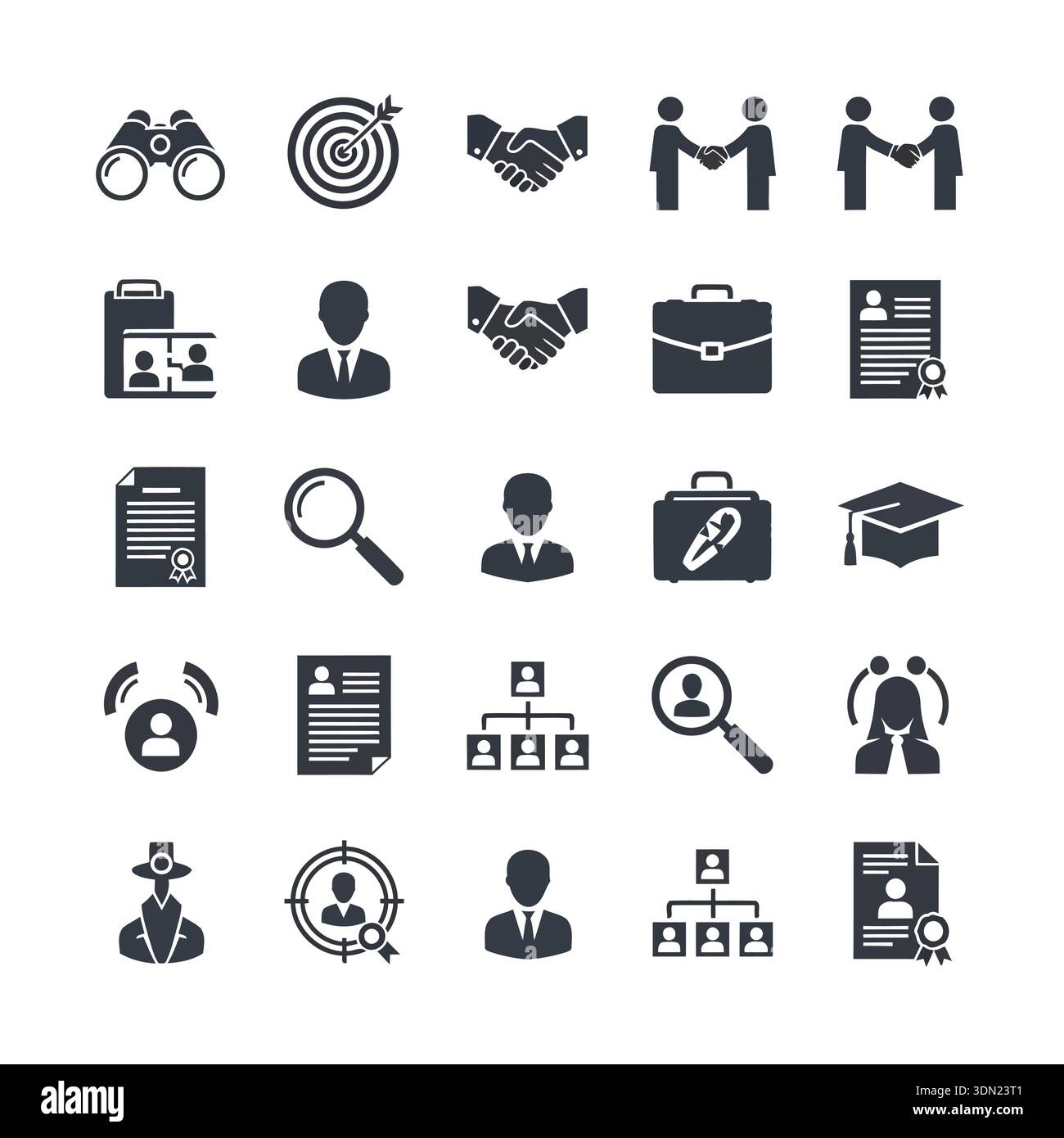 A collection of job search and recruitment icons, symbolizing various ...