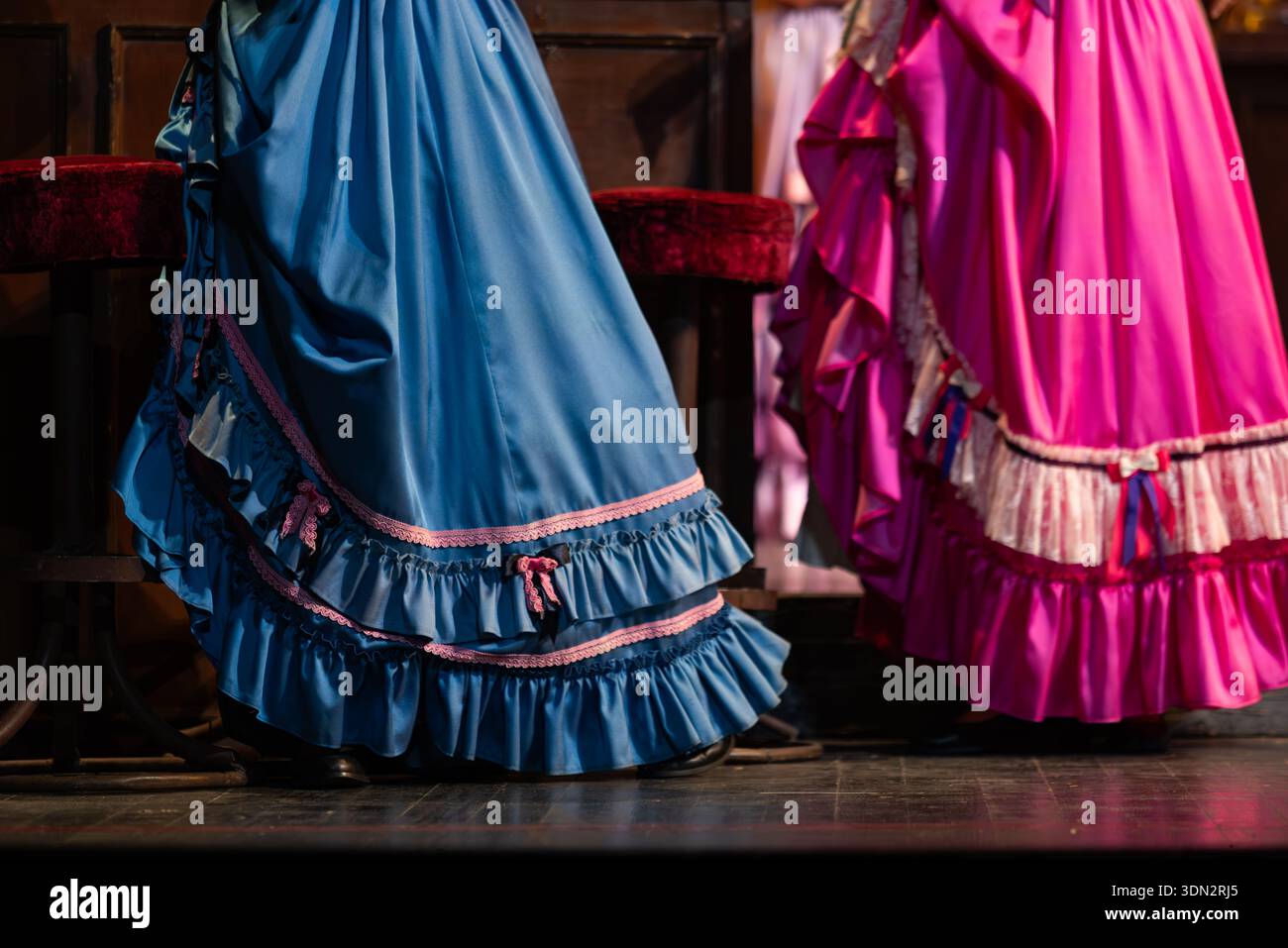 Actors in Vintage Costumes Performing a Cabaret or Period Dance on ...