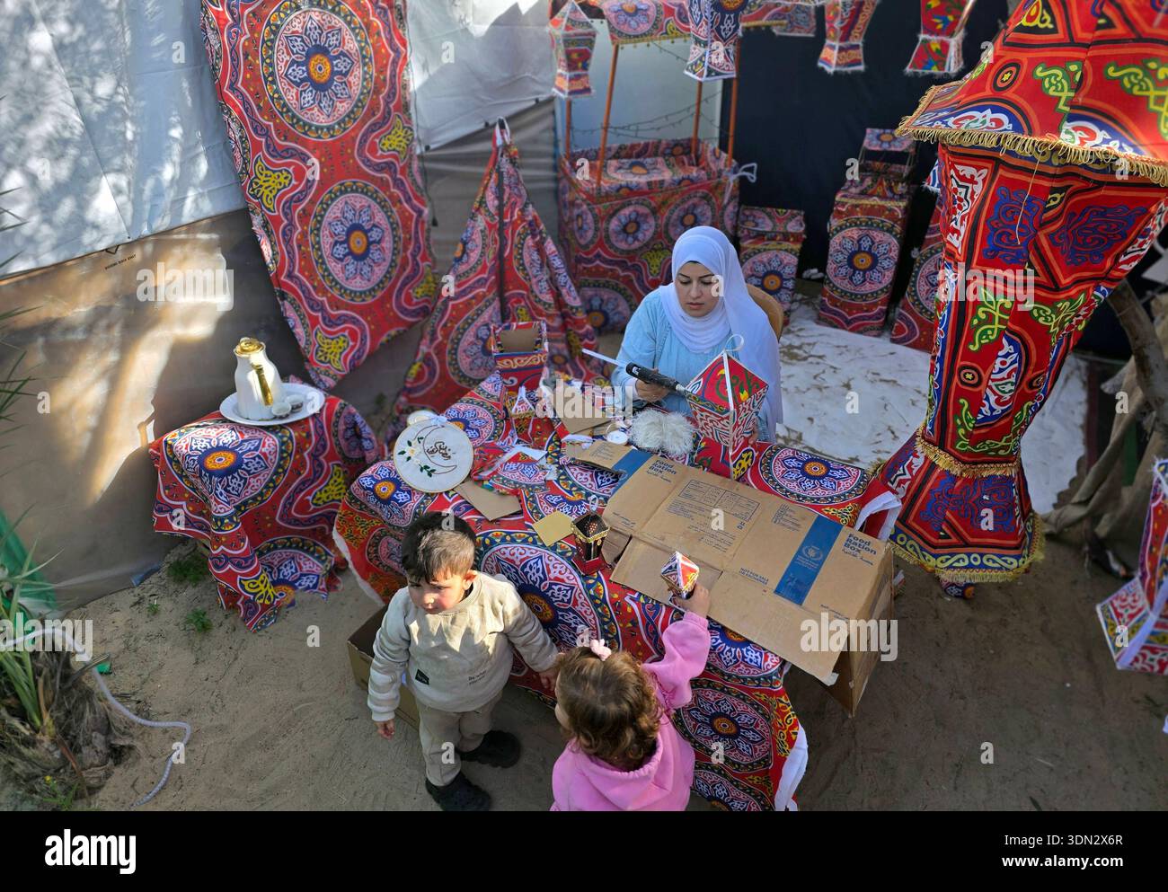 Dispalced Palestinian Rehan Hazem Sharab, 32-years-old, crafts handmade ...