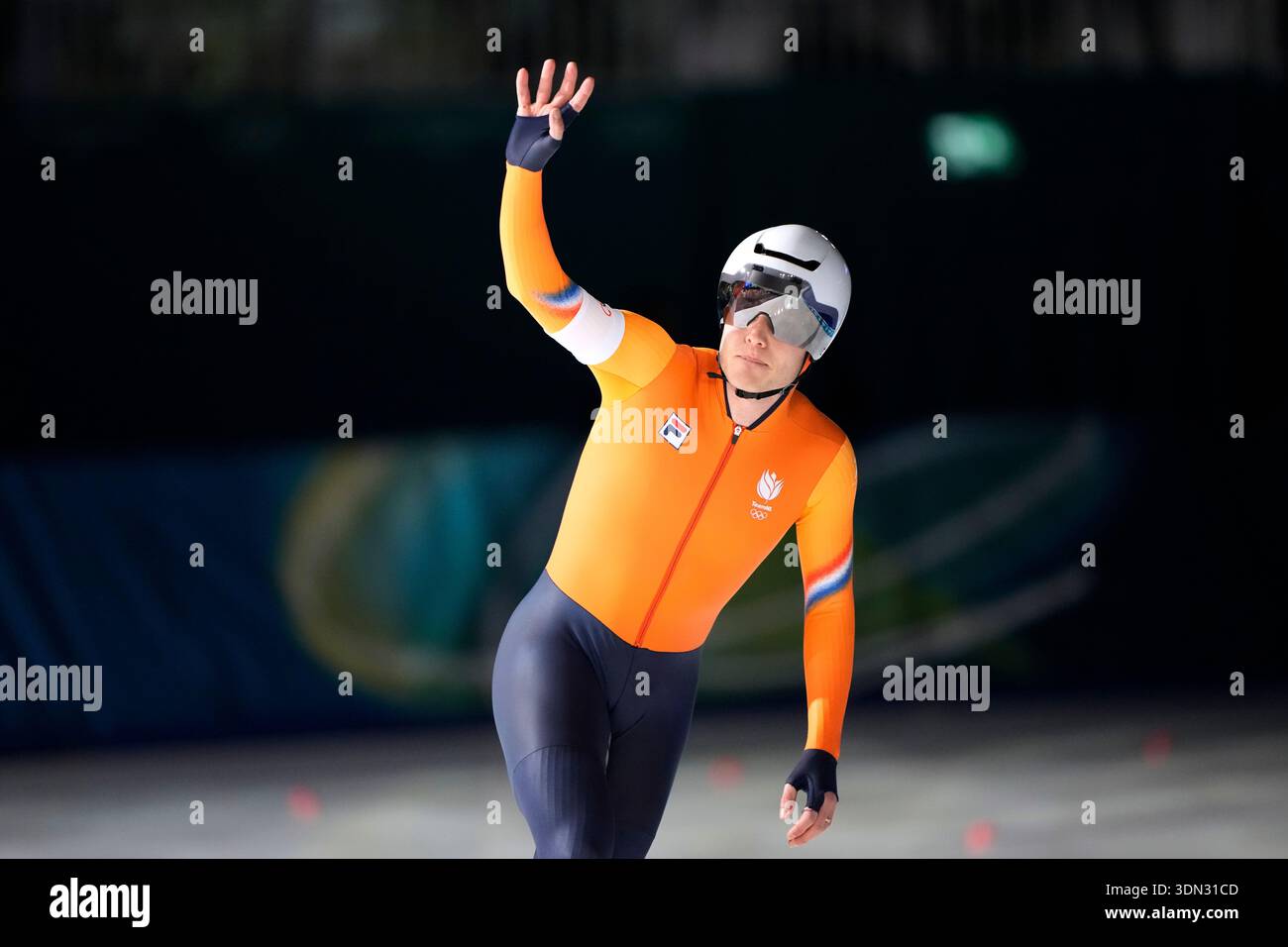 Marcel Bosker of the Netherlands greets fans prior to competing in the ...