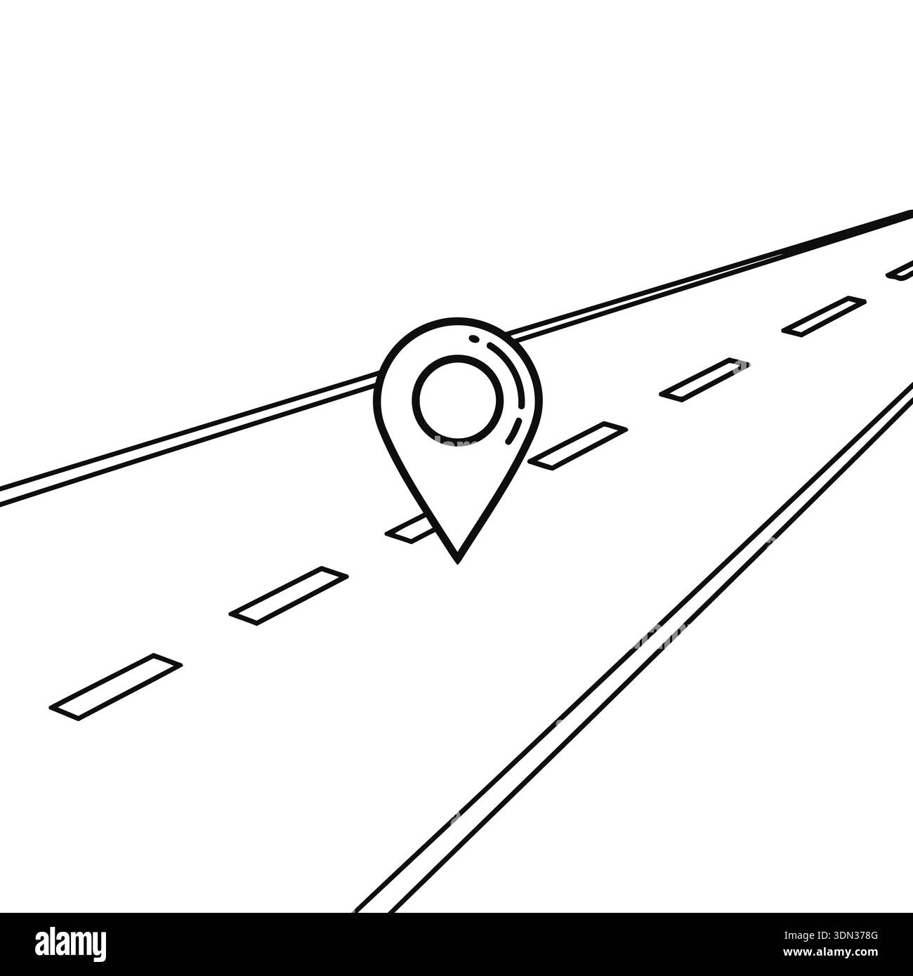 A simple black and white illustration of a road stretching into the ...