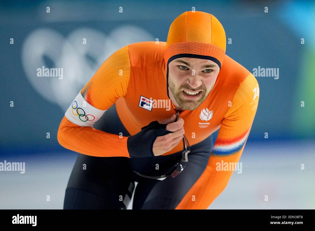 Chris Huizinga of the Netherlands reacts after the men's 5,000 meters ...
