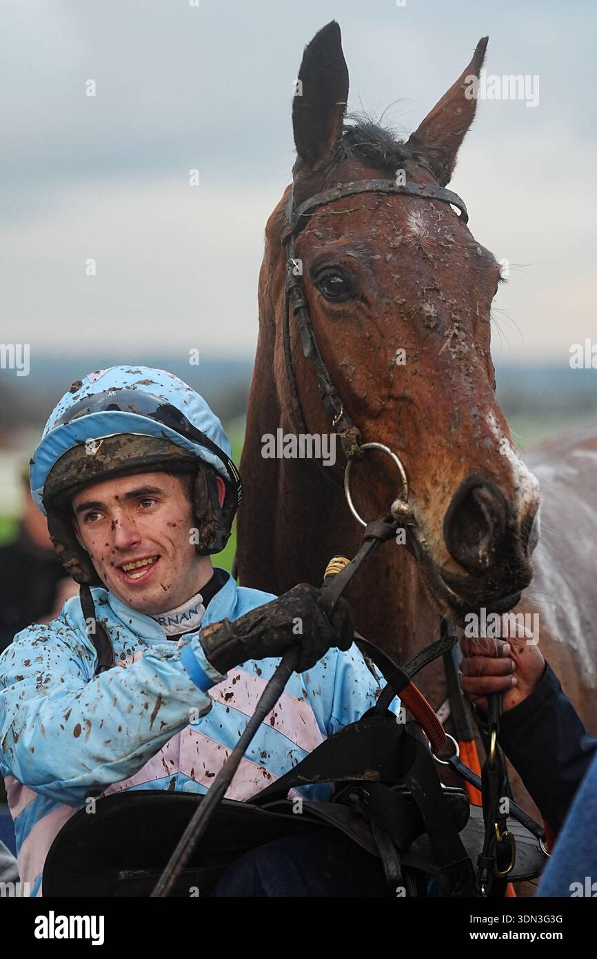 Jockey Darragh O'Keeffe with Rokathir after winning the William Hill ...