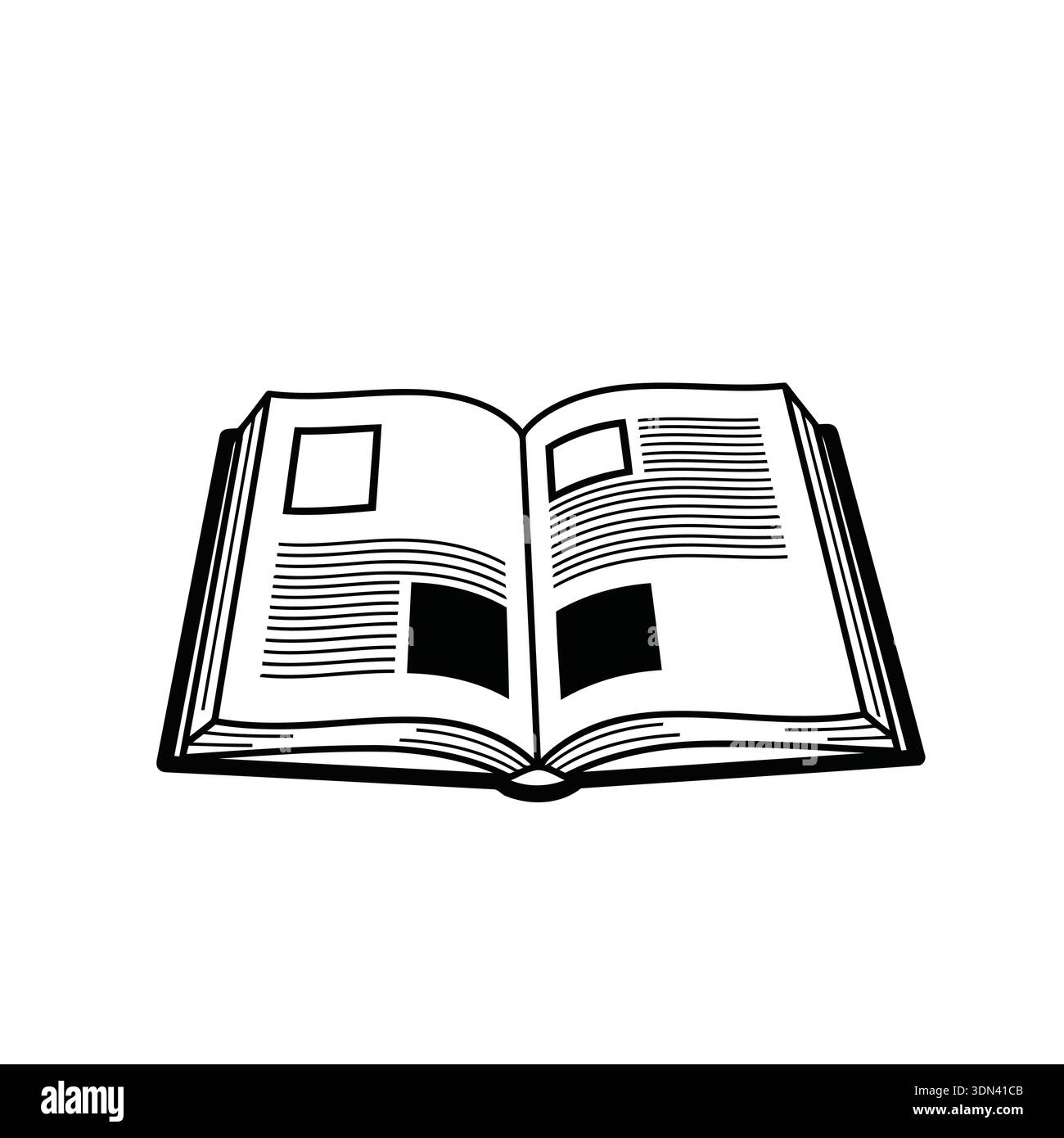 An open book illustration isolated on white background, showcasing ...