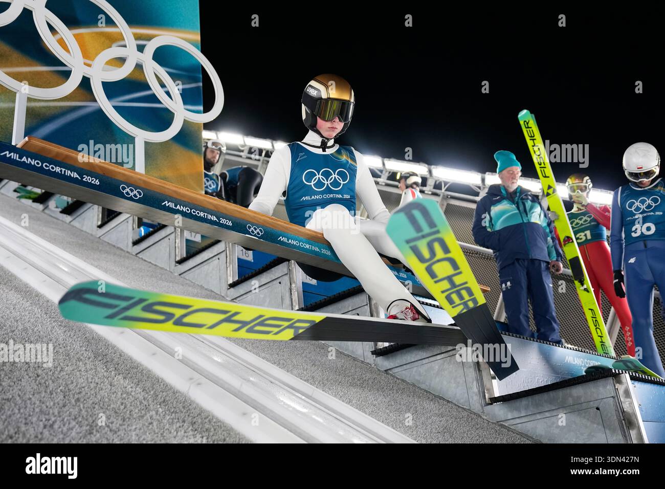 Jason Colby, of the United States, takes his position on the ramp for a ...