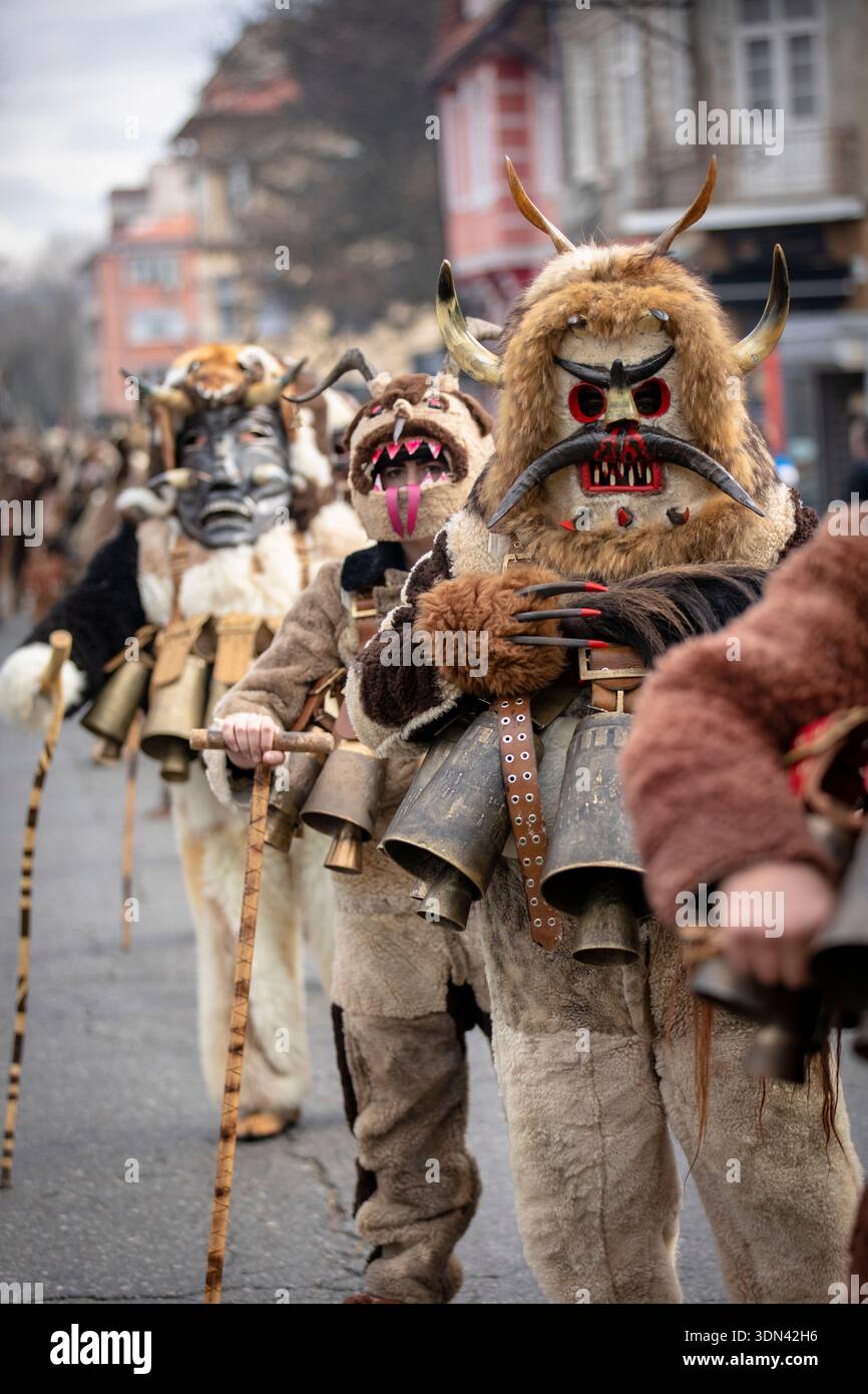 Kyustendil, Bulgaria - February 07, 2026.: Men dressed in traditional ...