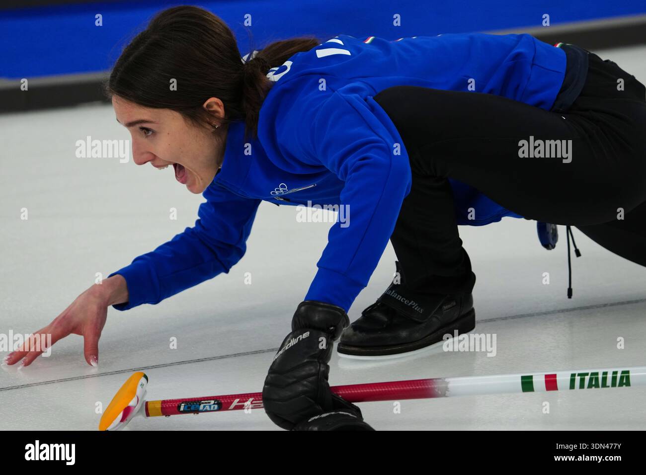 Italy's Stefania Constantini in action during the mixed doubles round ...