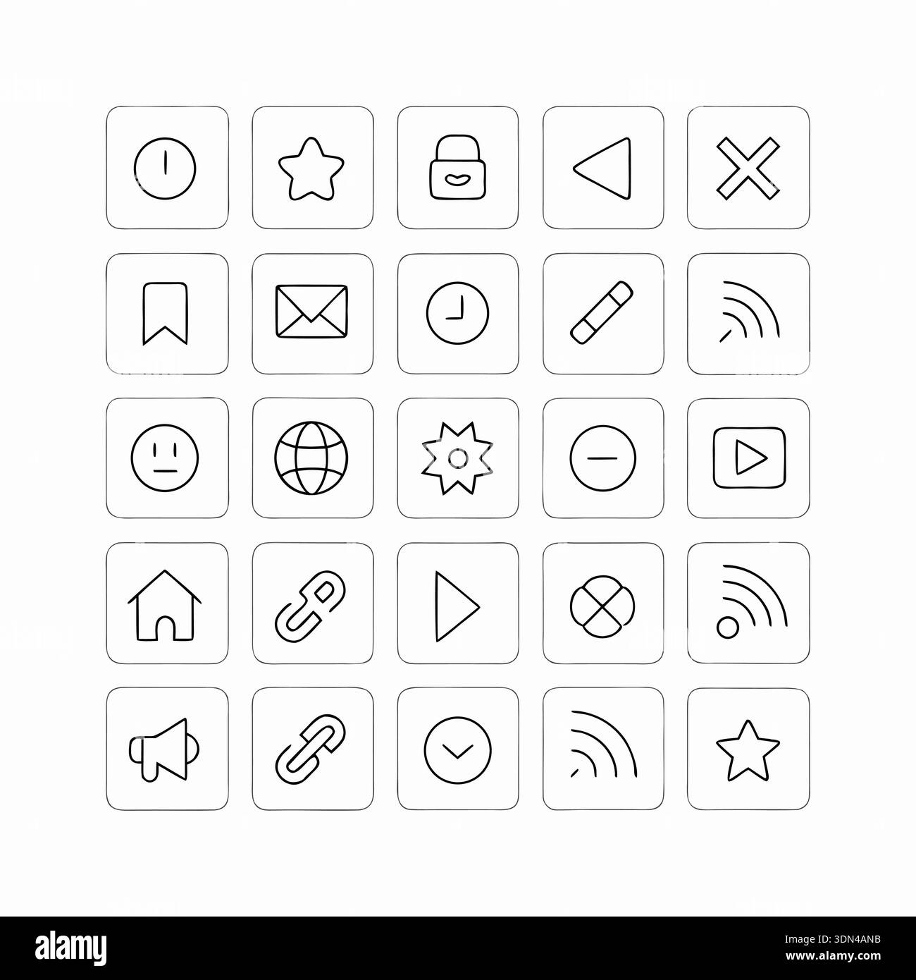 Mobile apps icons set Black and White Stock Photos & Images - Alamy