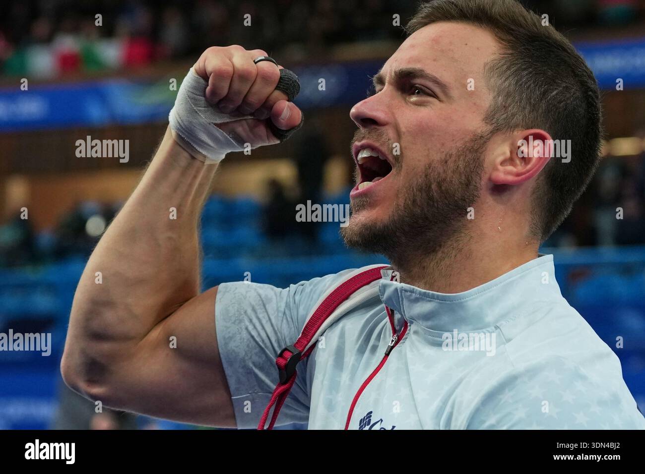 United States' Korey Dropkin reacts during the mixed doubles round ...