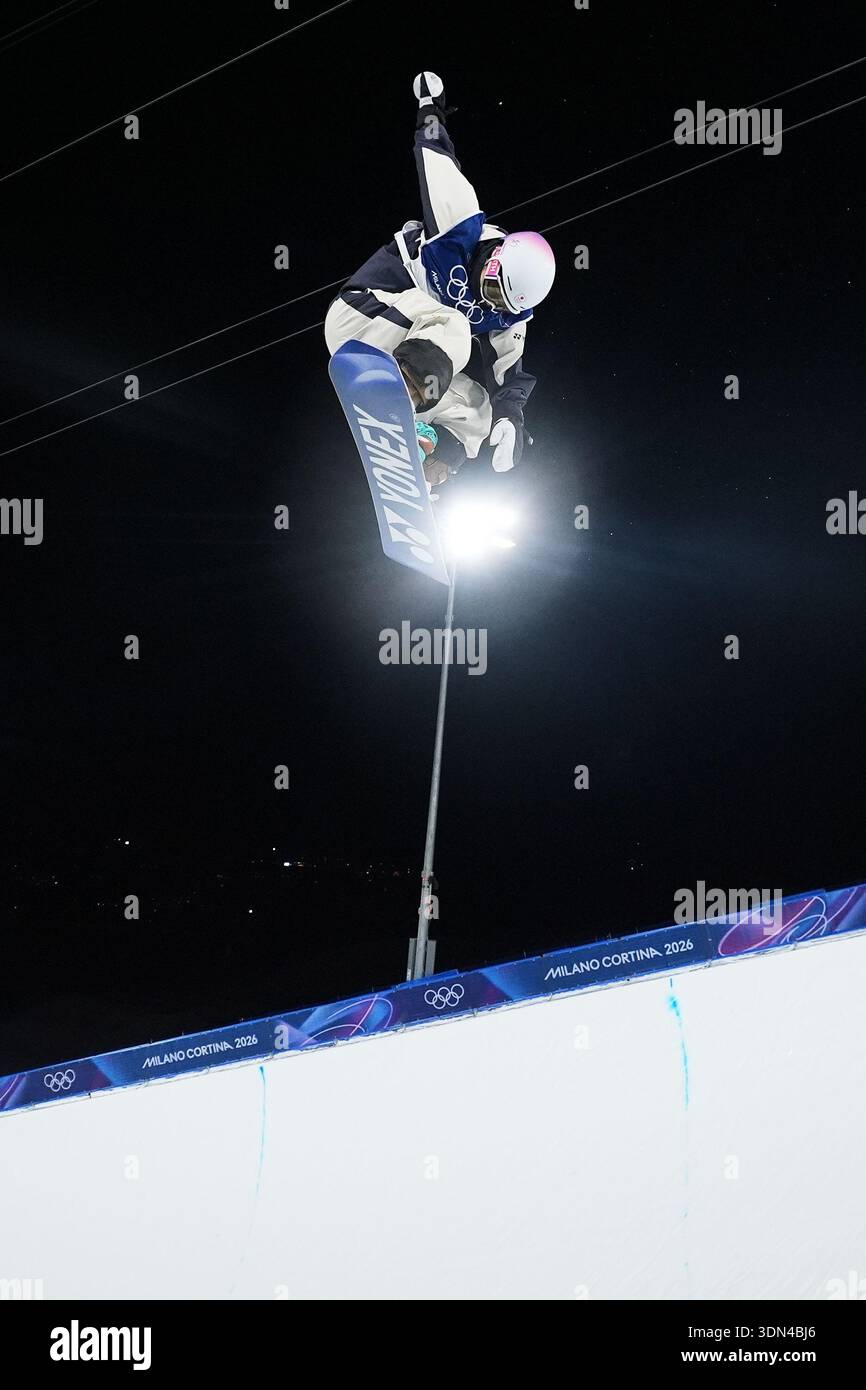 Japan's Yuto Totsuka practices during a snowboard halfpipe training ...