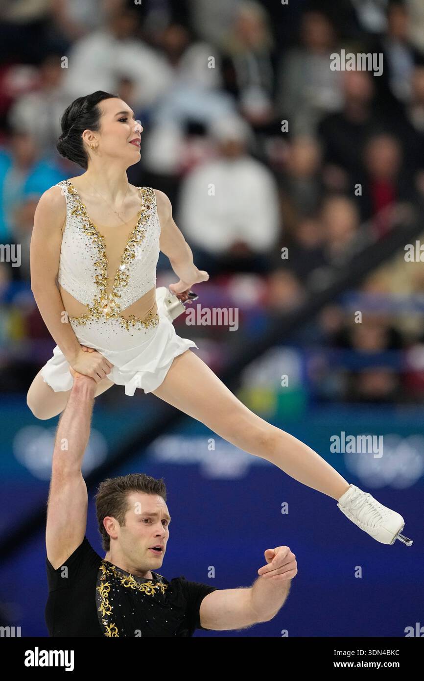 Lia Pereira and Trennt Michaud of Canada compete during the figure ...