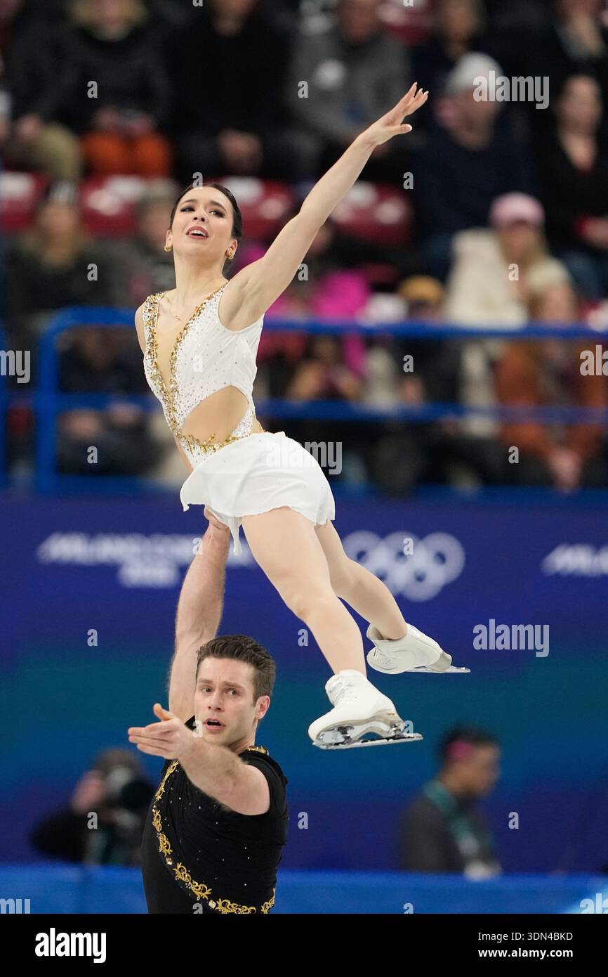Lia Pereira and Trennt Michaud of Canada compete during the figure ...