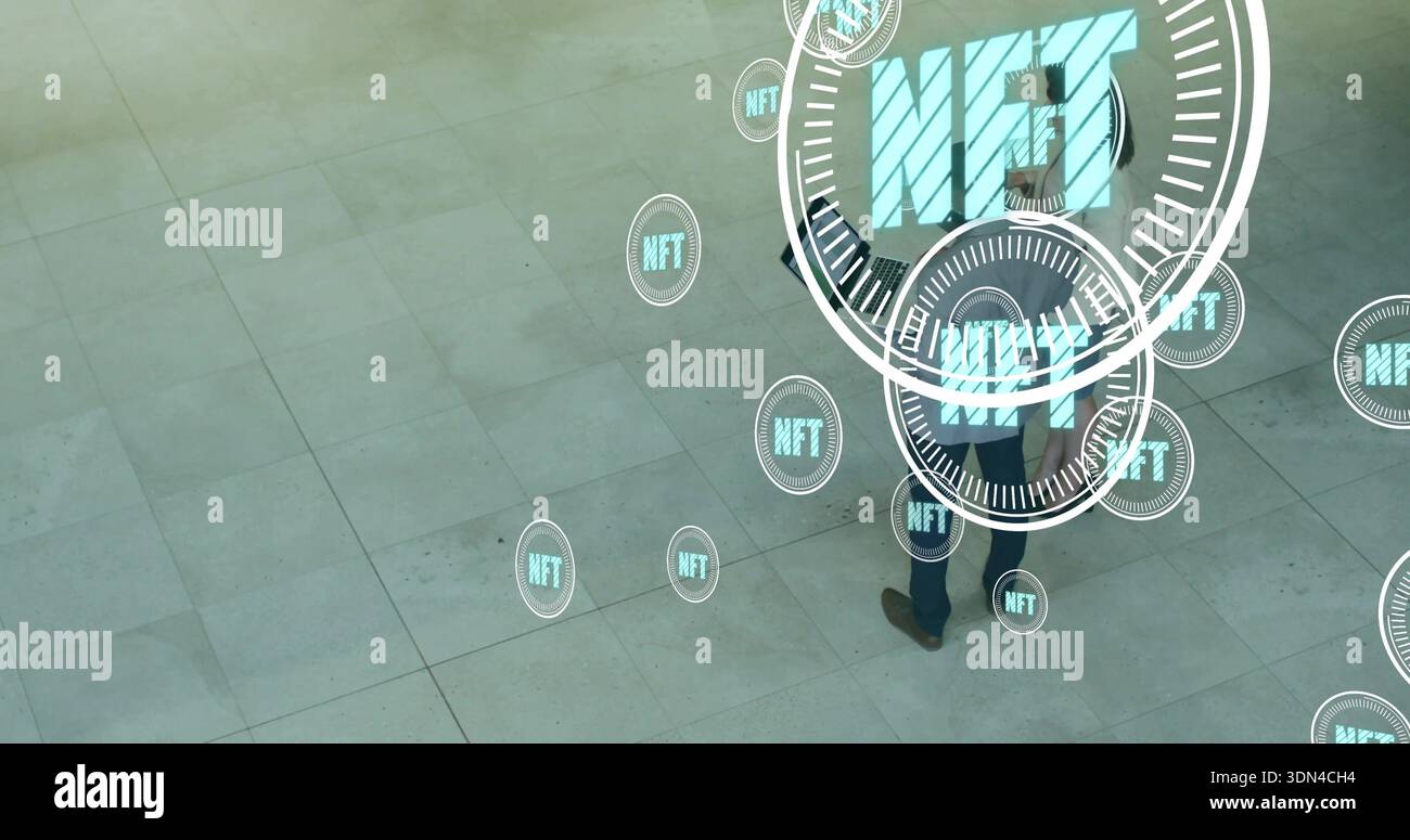 Woman showing hud hologram black hi-res stock photography and images ...