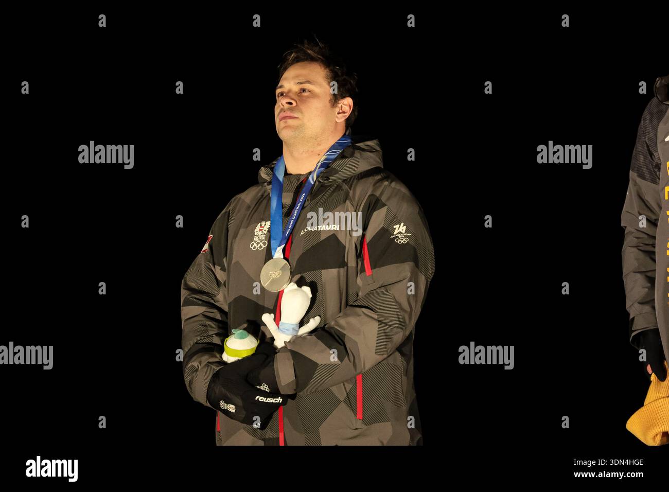 Jonas Mueller (AUT) happiness for the silver medal during the Olympic ...