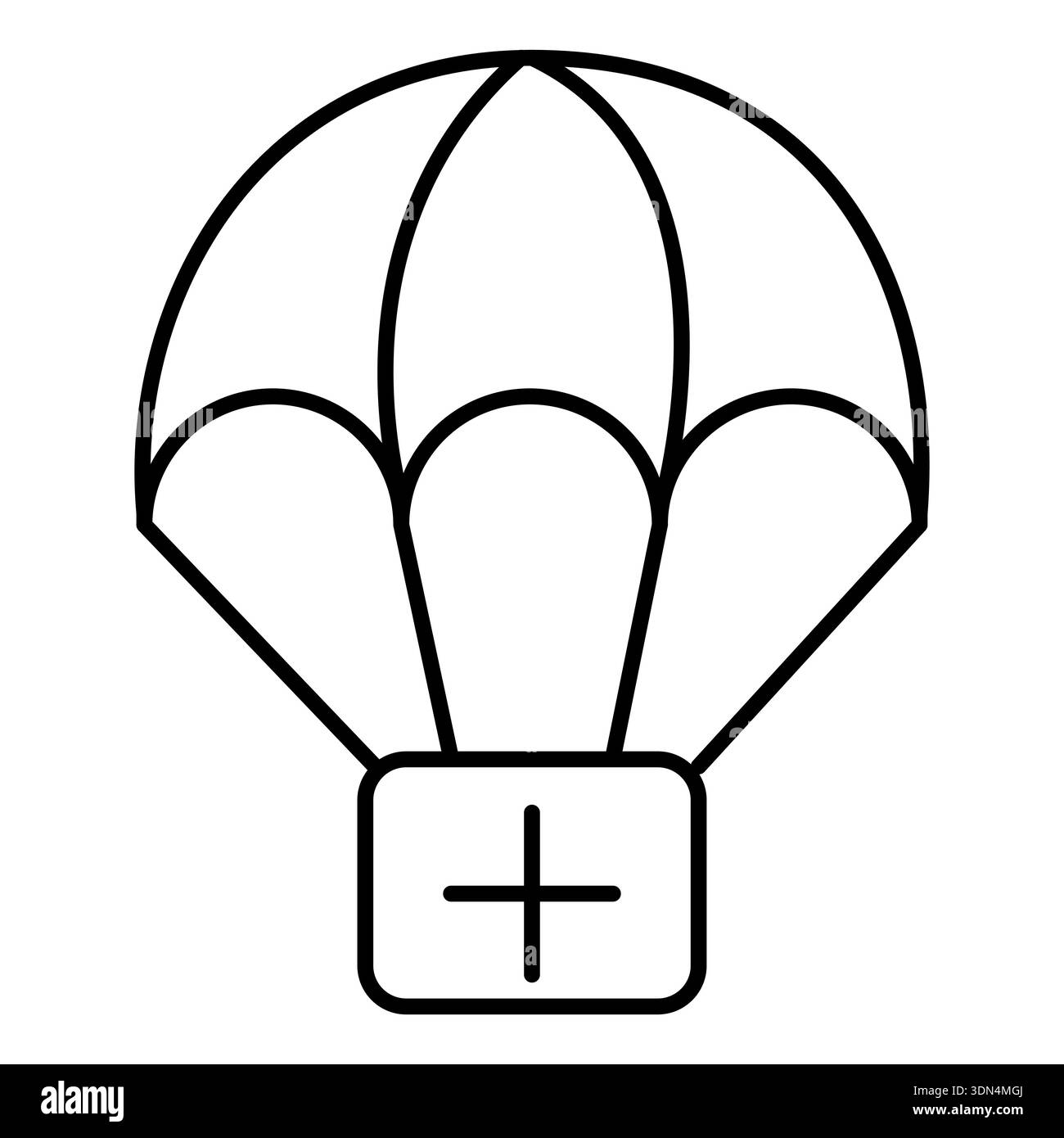 Humanitarian aid. Vector linear sign of medical help on parachute ...