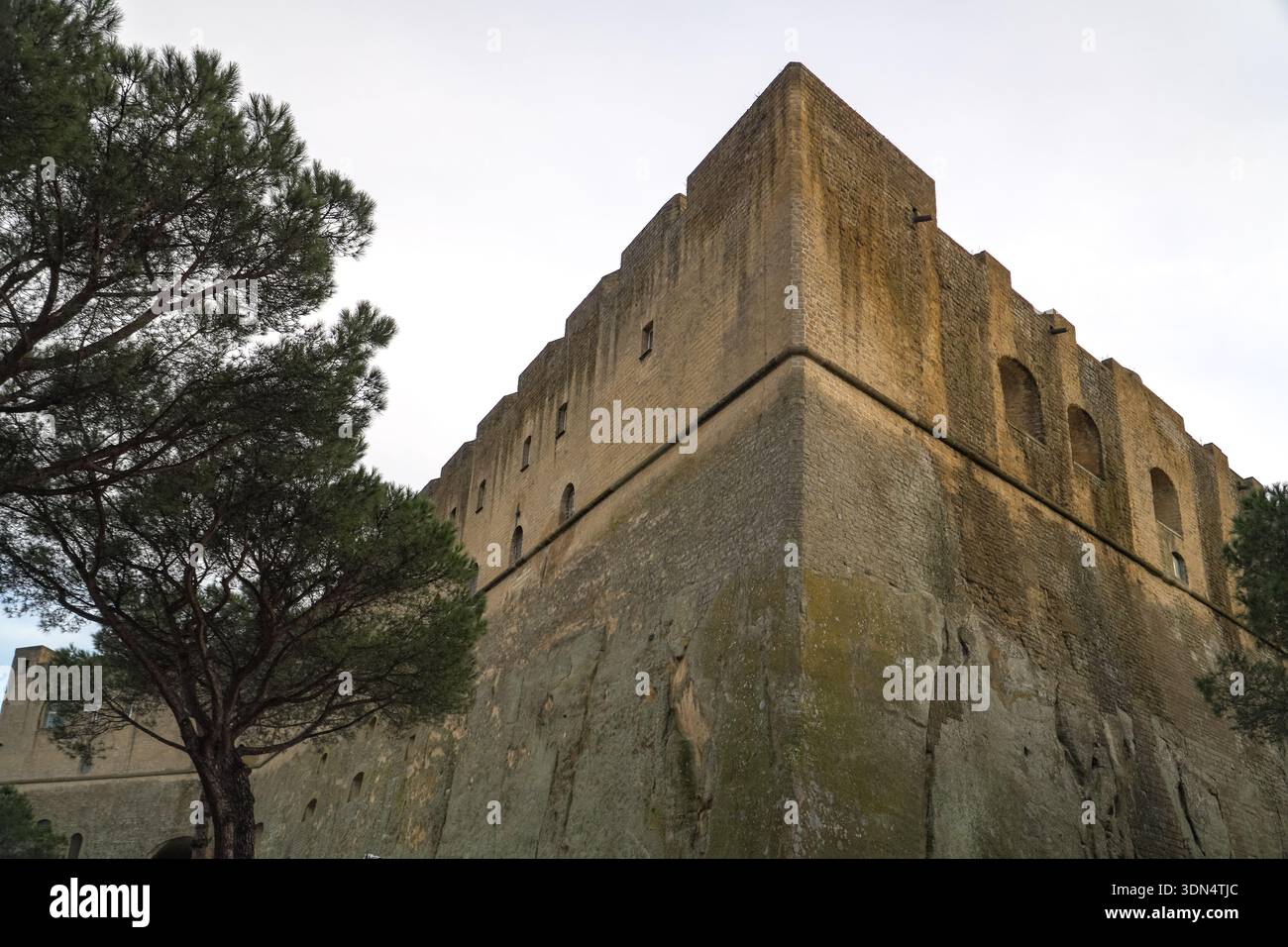 Exterior stone wall of a historic castle in Naples (Napoli), Italy ...