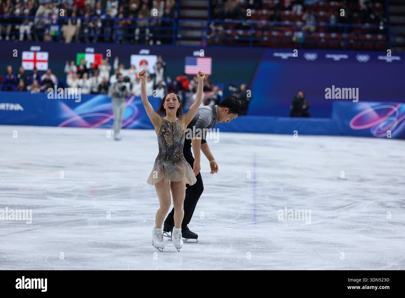 Riku Miura and Ryuichi Kihara during the Olympic Winter Games Milano ...