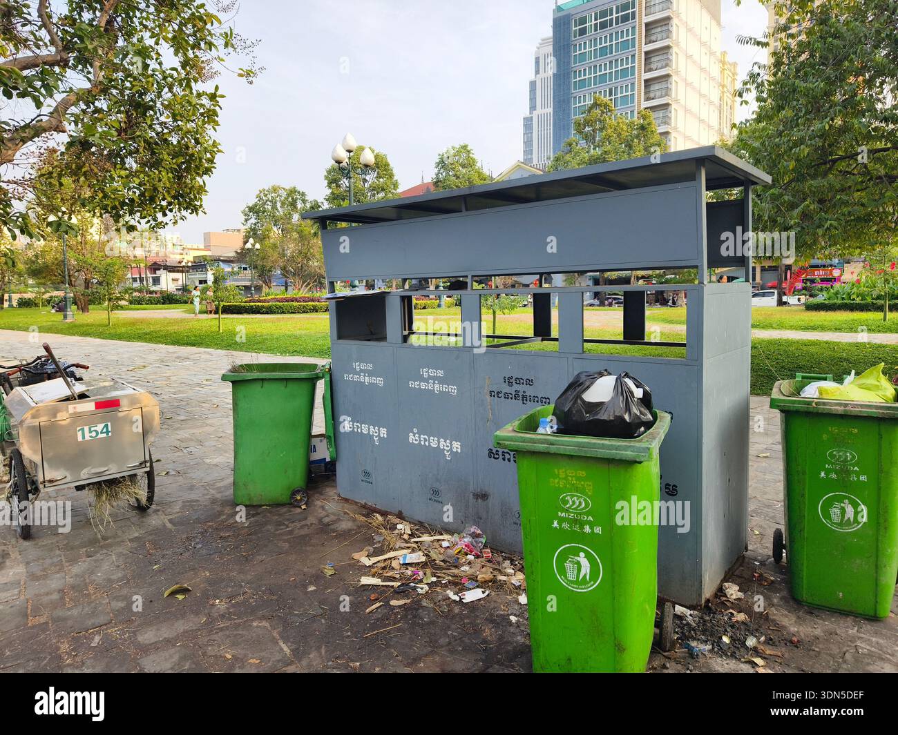 public waste management facilities in a park in Phnom Penh, Cambodia ...