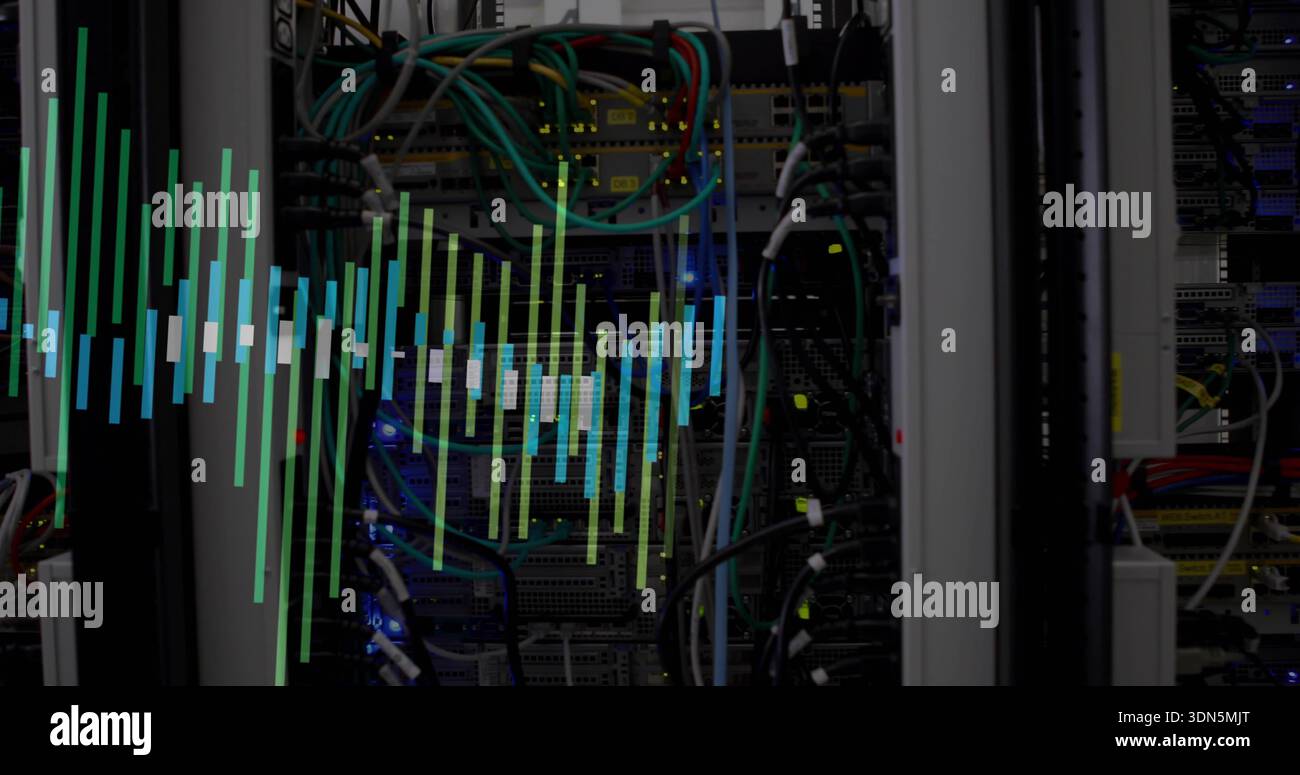 Showing open server rack with network switches, Ethernet cables in ...