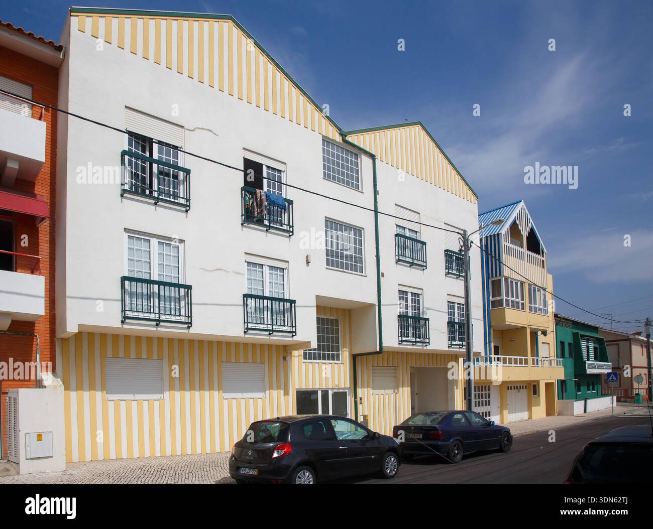 The Beautiful ornate colorful historic building facades in Praia da ...