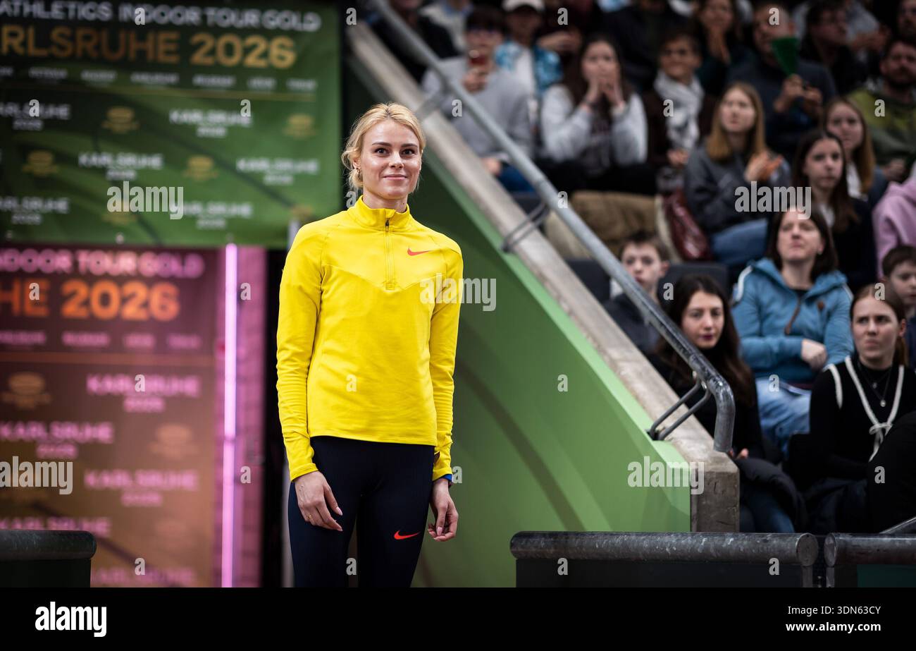 KARLSRUHE, GERMANY - FEBRUARY 8: Yuliya LEVCHENKO (UKR) during the ...