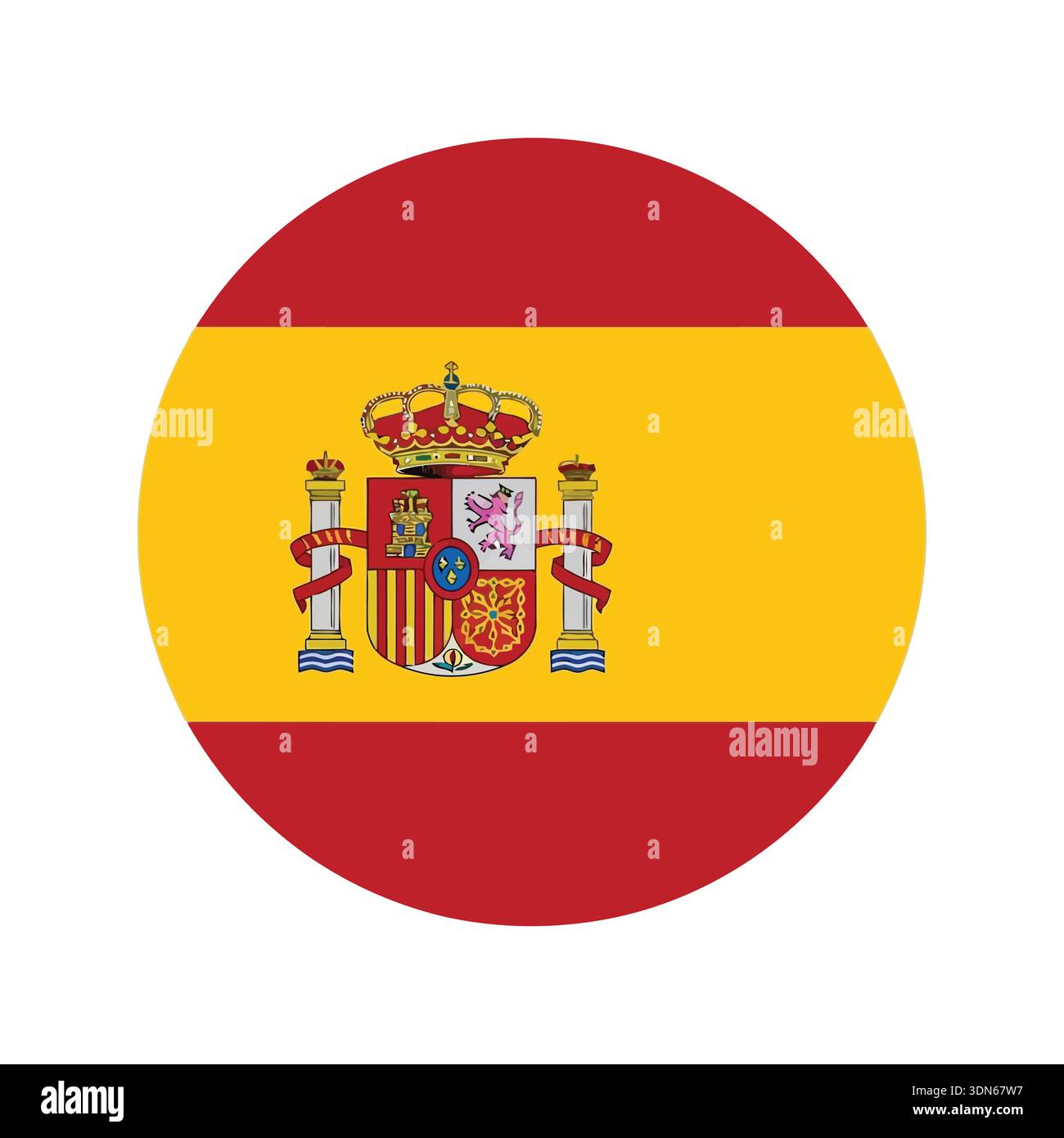 This image features the national flag of Spain, complete with its coat ...
