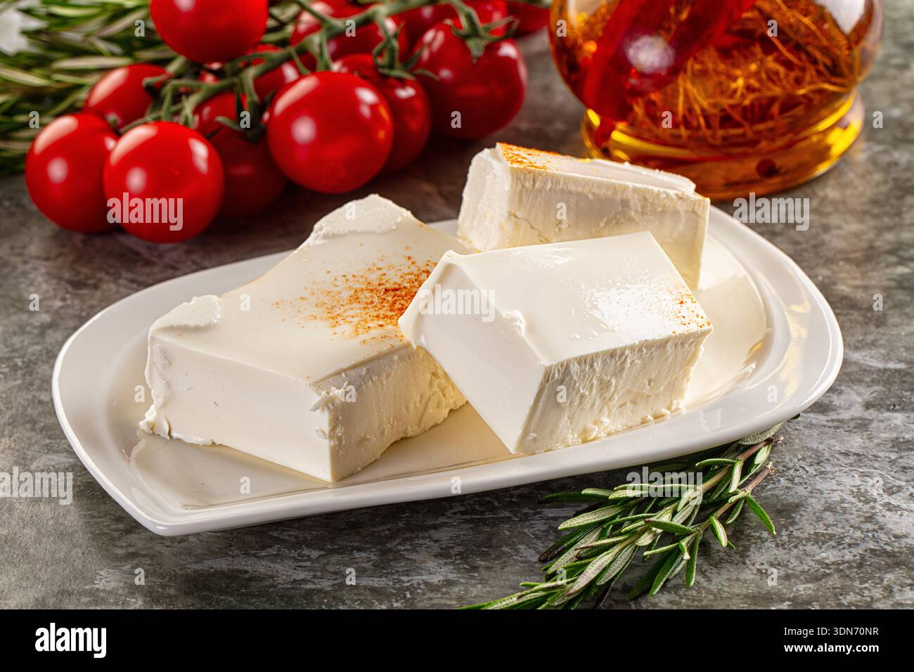 Greek traditional soft feta cheese brick Stock Photo - Alamy
