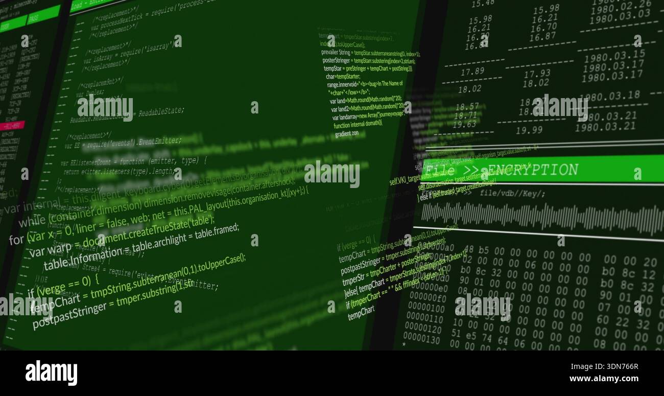 Cybersecurity dashboard displaying scrolling matrix hi-res stock ...