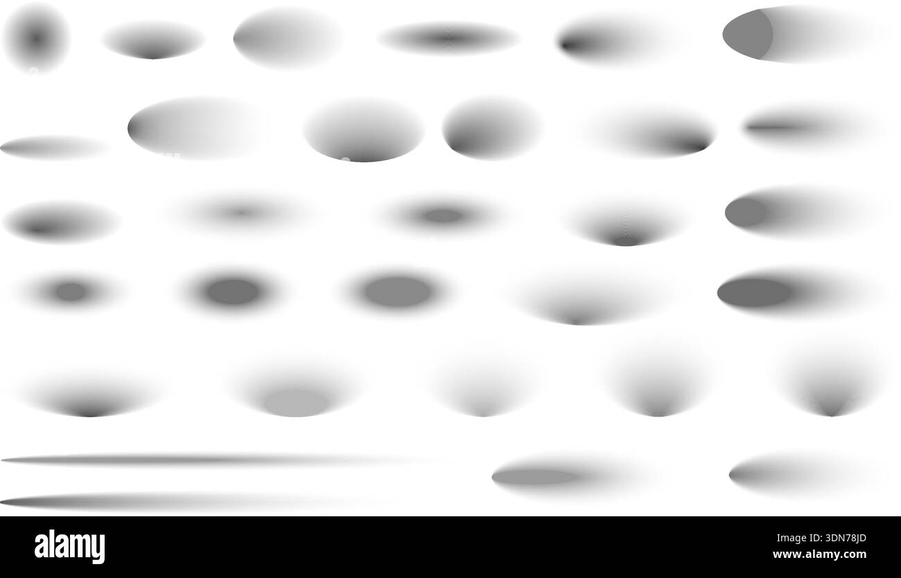 Set of realistic soft shadow overlays in various shapes and intensities ...