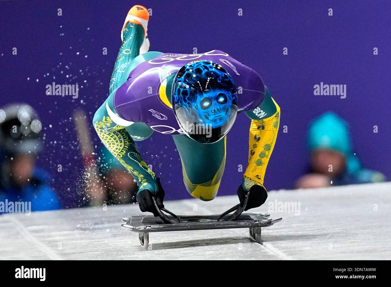 Australia's Nicholas Timmings starts for a men's skeleton training ...